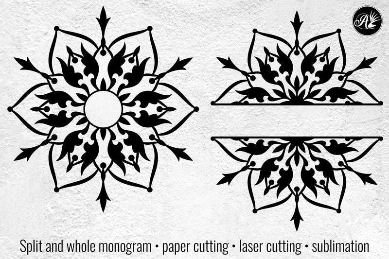 6-point Floral Mandala Monogram cut files - So Fontsy
