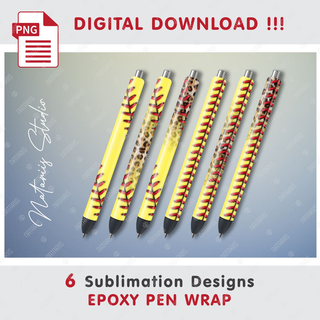6 Seamless Softball Patterns for Epoxy Pen Wrap - So Fontsy