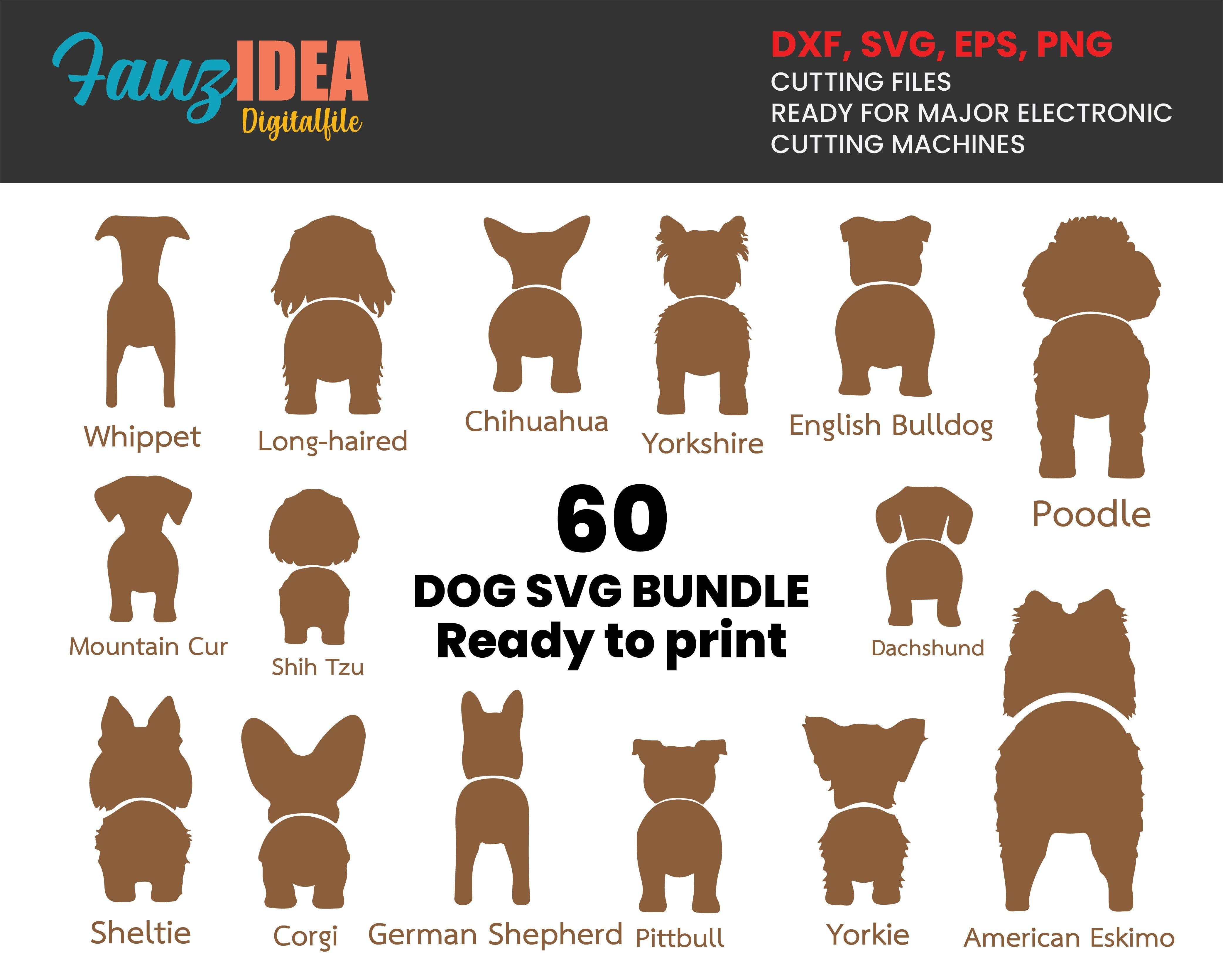 60 DOG SVG BUNDLE, Dog butt, Dog file bundle, Dog back bundle. dog ...