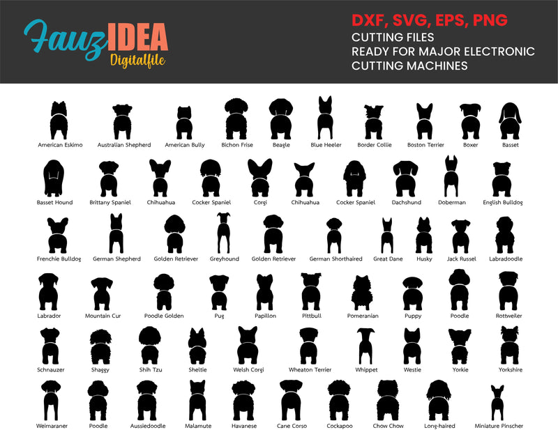 60 DOG SVG BUNDLE, Dog butt, Dog file bundle, Dog back bundle. dog ...