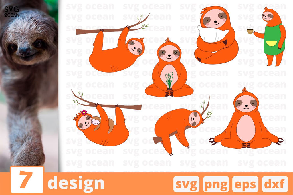 7 Sloth designs cricut svg - So Fontsy
