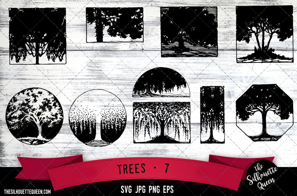 7. Trees - 7 SVG -Vector Art Commercial & Personal Use- Cricut,Silhoue ...