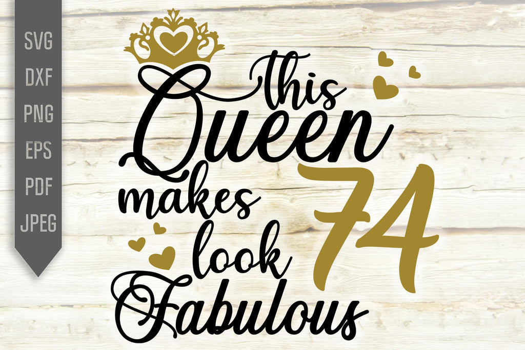74th Birthday Svg. This Queen Makes 74 Look Fabulous Svg. Birthday ...