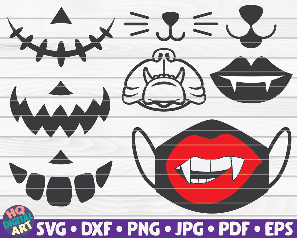 8 Halloween Face Mask designs SVG Bundle - So Fontsy