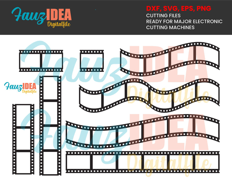 8 Negative Film Strip SVG, DXF, PNG, eps, Camera Film Strip, Film Reel ...