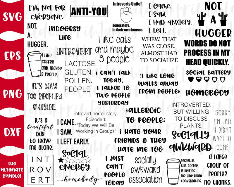 80 designs! introvert svg bundle, introverts svg, funny svg sayings ...