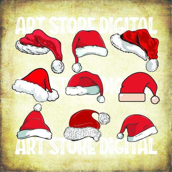9 Styles Santa Hat Christmas Svg Png Eps Dxf Cut Files - So Fontsy