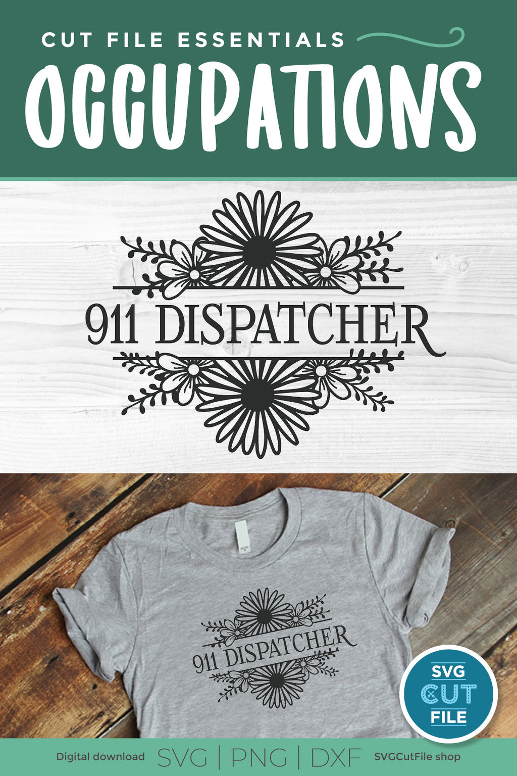 911 Dispatcher floral svg - 911 dispatcher svg with flowers - So Fontsy