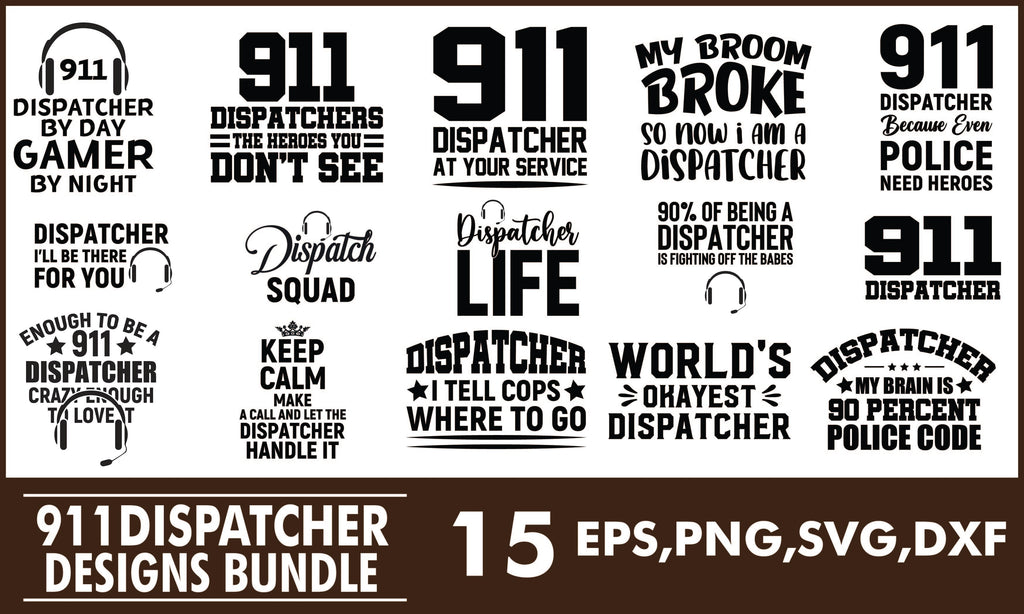 911 Dispatcher SVG Designs Bundle - So Fontsy