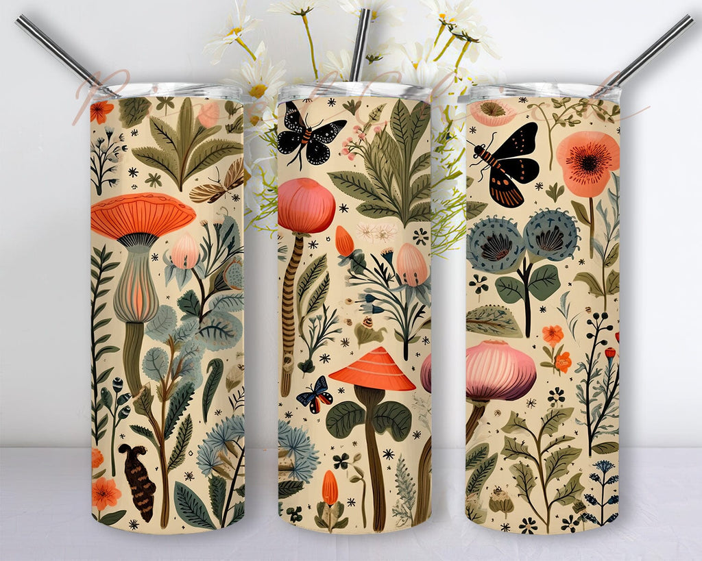 A Wild Botanical Toadstool 20oz Skinny Tumbler Png, Mushroom Gifts For ...