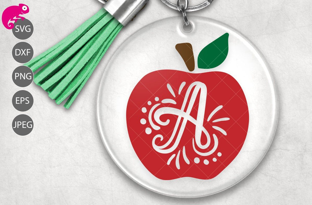 A-Z hand lettered Initials with Apple - School - So Fontsy