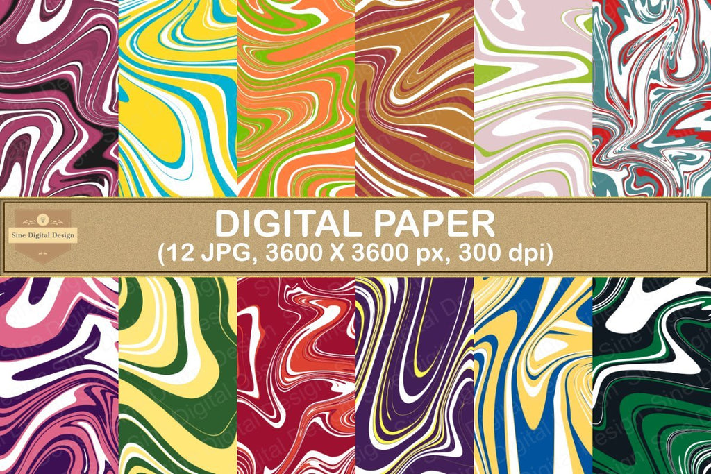 Abstract Colorful Marble Digital Paper Backgrounds - So Fontsy