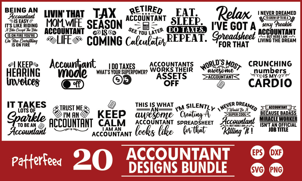 Accountant SVG Designs Bundle - So Fontsy