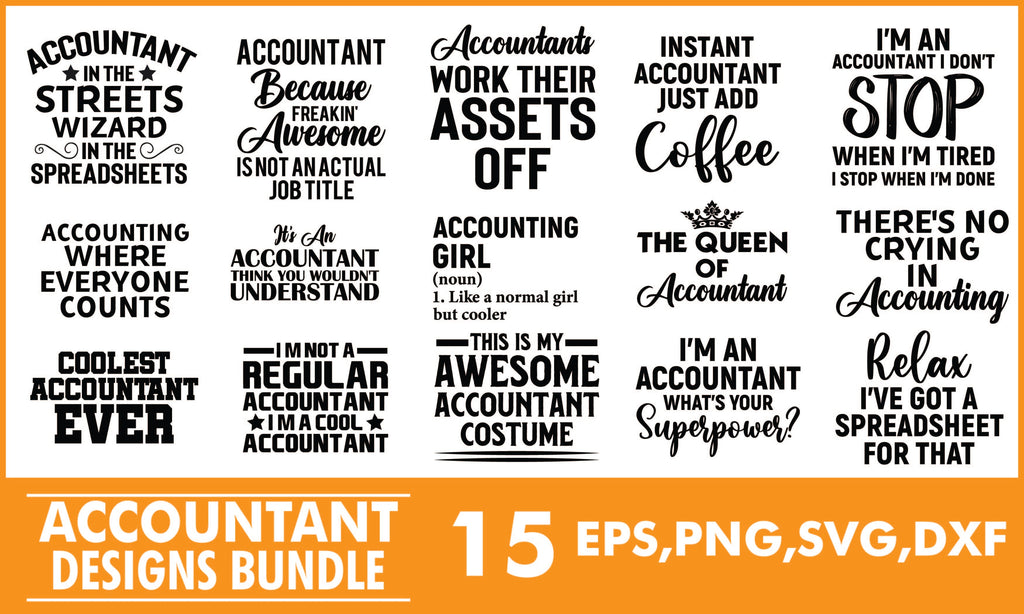 Accountant SVG Designs Bundle - So Fontsy
