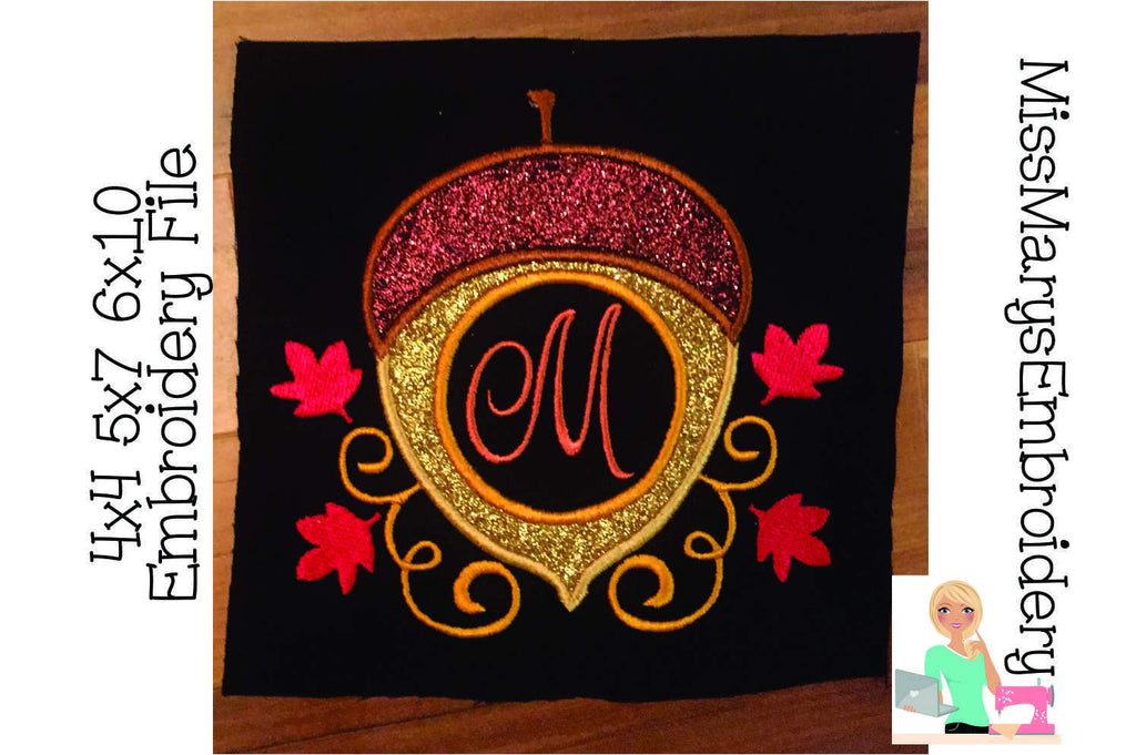 Acorn Applique Monogram Embroidery Frame - So Fontsy