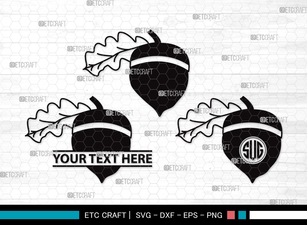 Acorn Monogram SVG | Fall Svg | Autumn Svg | Oak Svg | Oak leaves Svg ...