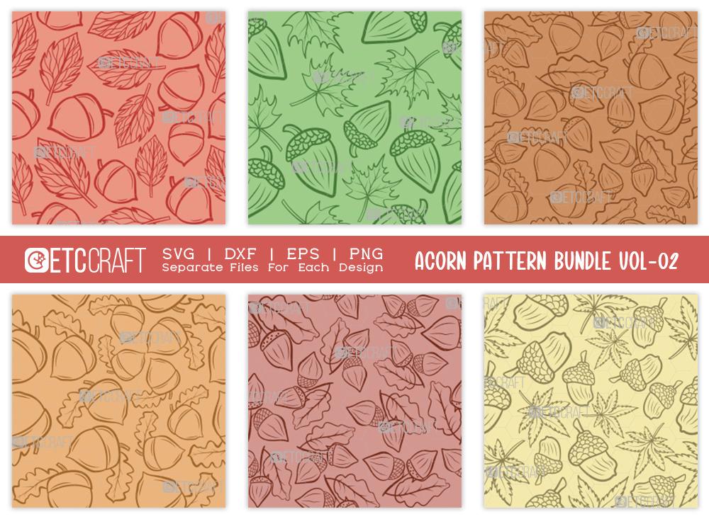 Acorn Pattern Bundle Vol-02 | Acorn Pattern SVG | Seamless Pattern ...