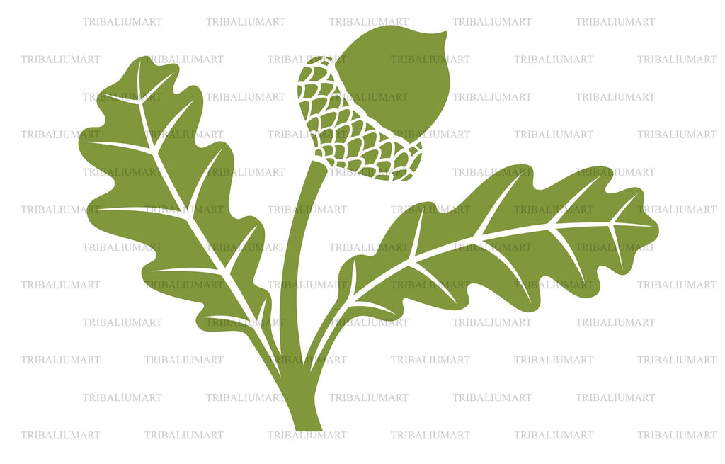 Acorn with leaf. Cut files for Cricut. Clip Art silhouettes (eps, svg ...