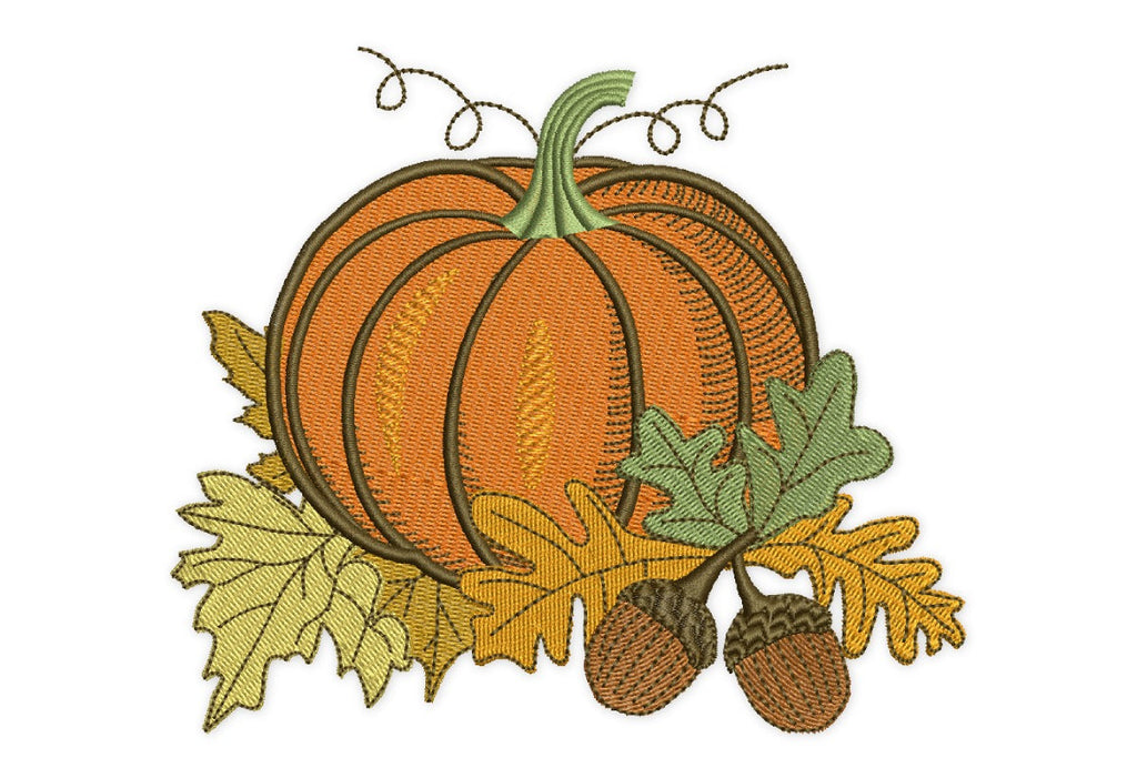 Acorns Pumpkin Embroidery Design, Fall embroidery designs, Autumn ...