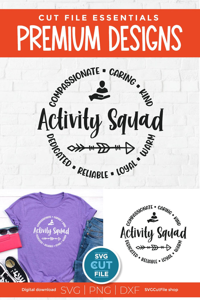 Activity Squad SVG with round circle words - So Fontsy