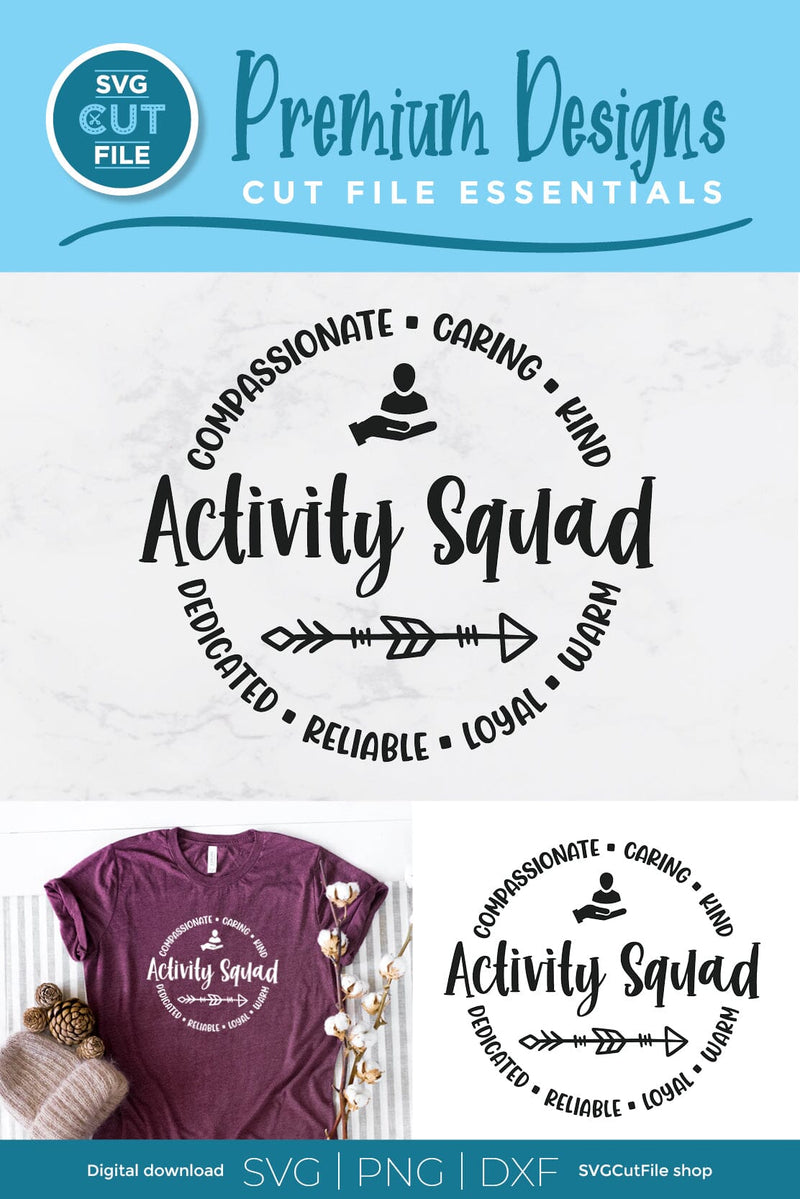 Activity Squad SVG with round circle words - So Fontsy