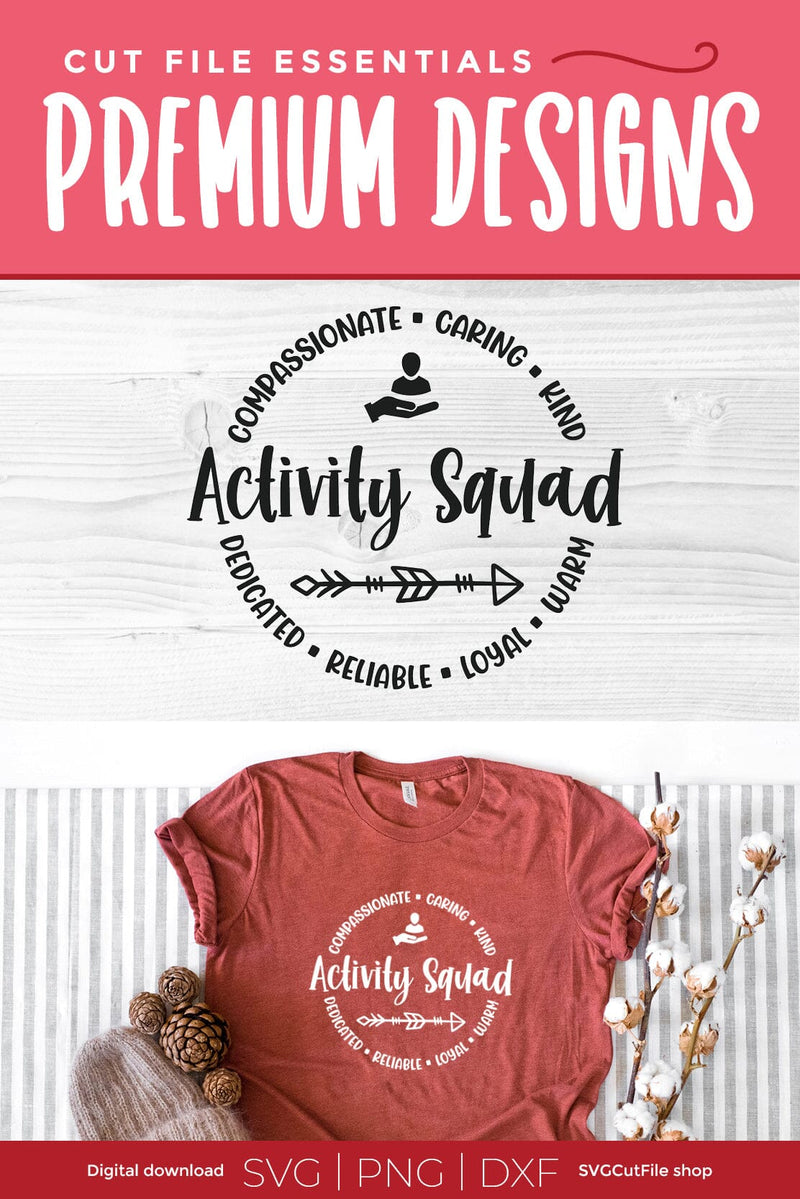 Activity Squad SVG with round circle words - So Fontsy