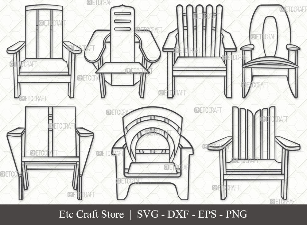 Adirondack Chair SVG, Chair Outline, Chair Svg, Beach Chair Svg, Lounge ...