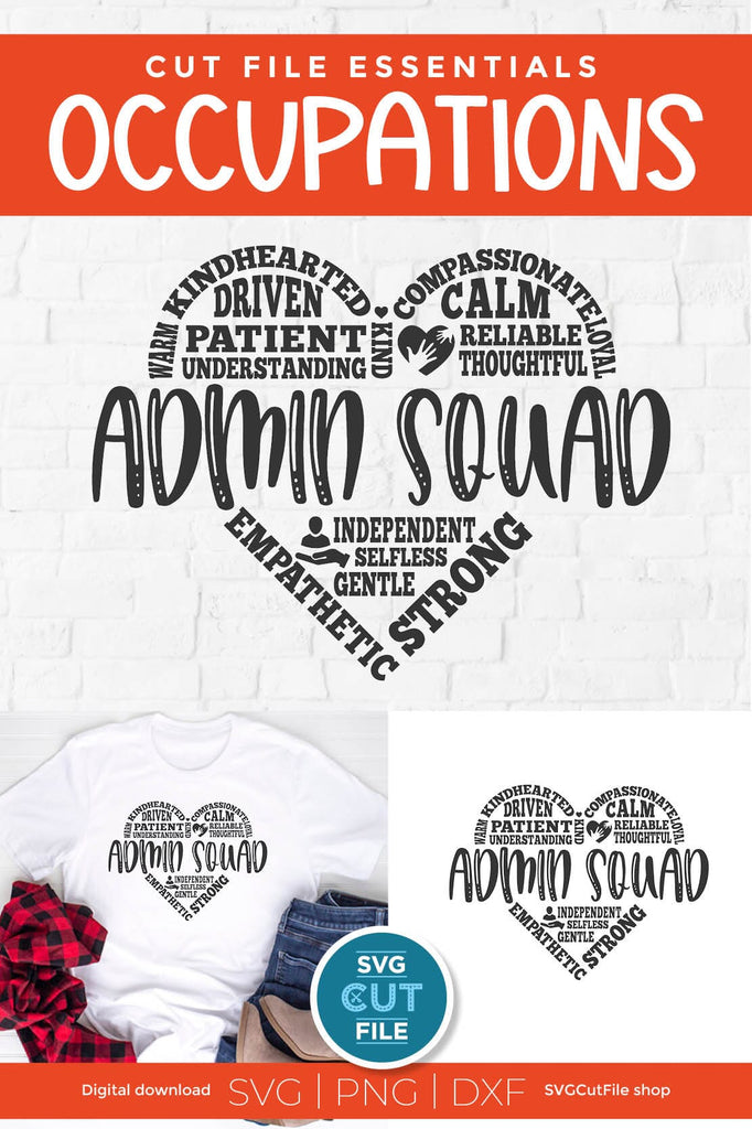 Admin squad svg with subway art heart - So Fontsy