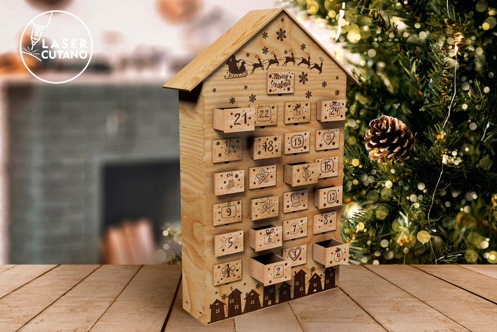 ADVENT CALENDAR Laser Cut Wood For Christmas - So Fontsy