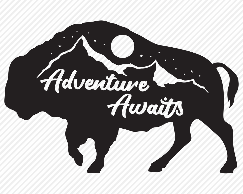 Adventure Awaits Bison | Outdoor SVG - So Fontsy