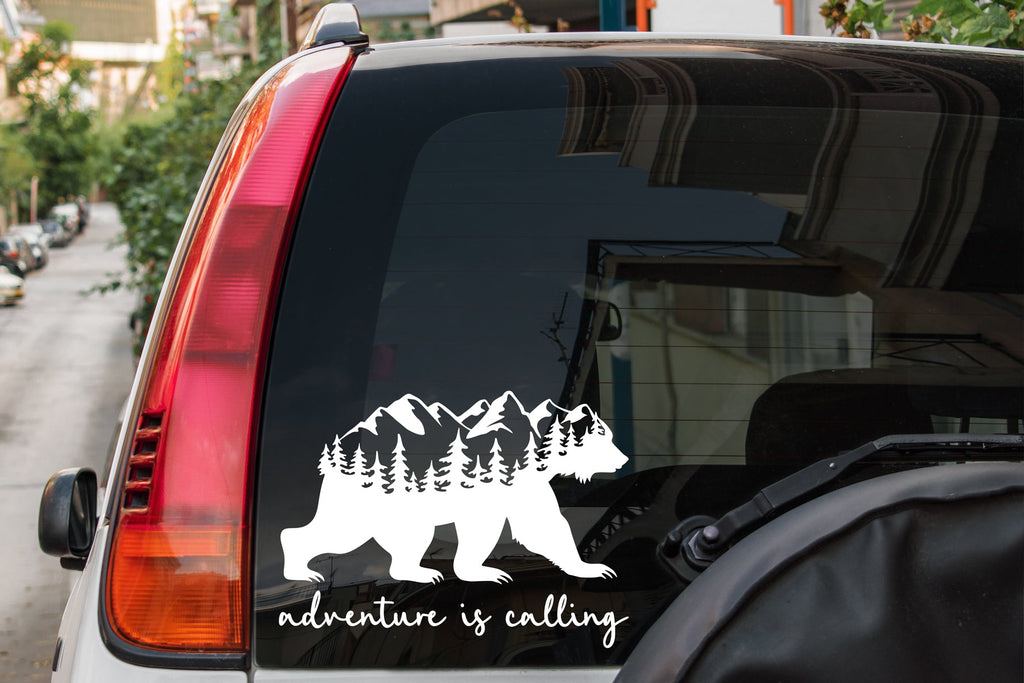 Adventure svg, mountain svg, bear silhouette and quote - So Fontsy