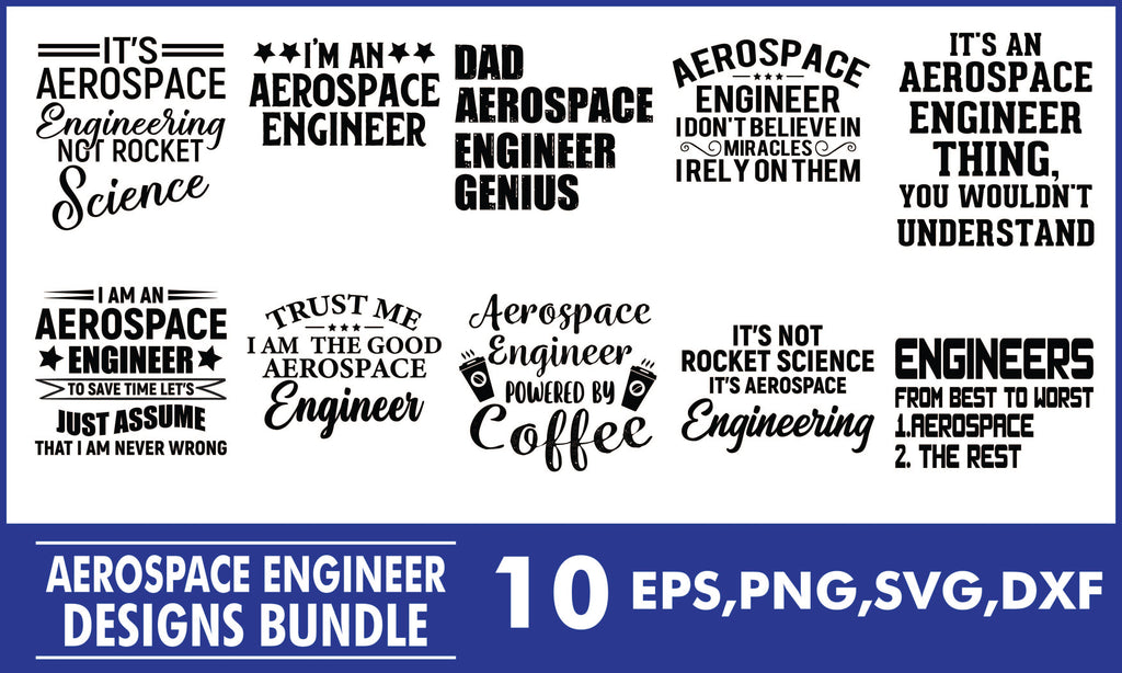 Aerospace Engineering SVG Designs Bundle - So Fontsy