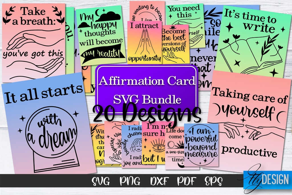 Affirmation Cards SVG Bundle V.2 - So Fontsy