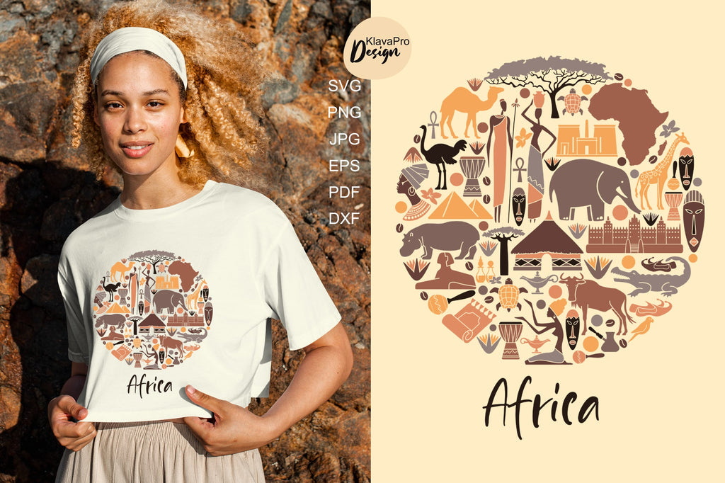 Africa vintage design - SVG DXF PNG for cutting and sublimation - So Fontsy