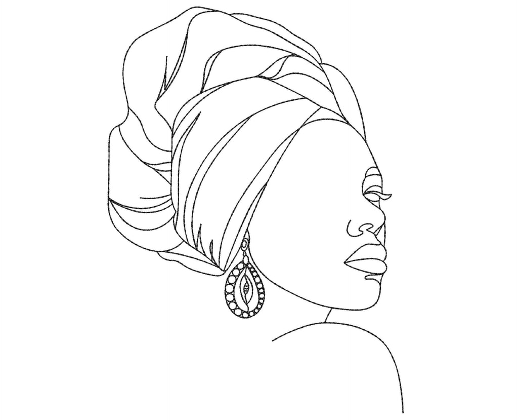 African American Woman Embroidery Design, 5 sizes - So Fontsy