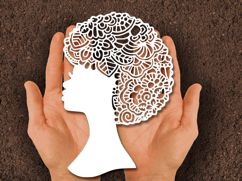 Afro African Girl Paper cut - So Fontsy