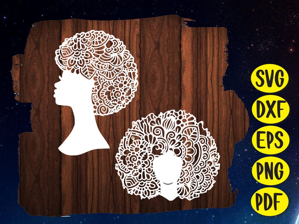 Afro African Girl Paper cut - So Fontsy