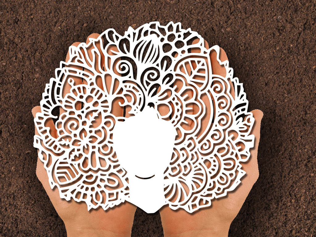 Afro African Girl Paper cut - So Fontsy