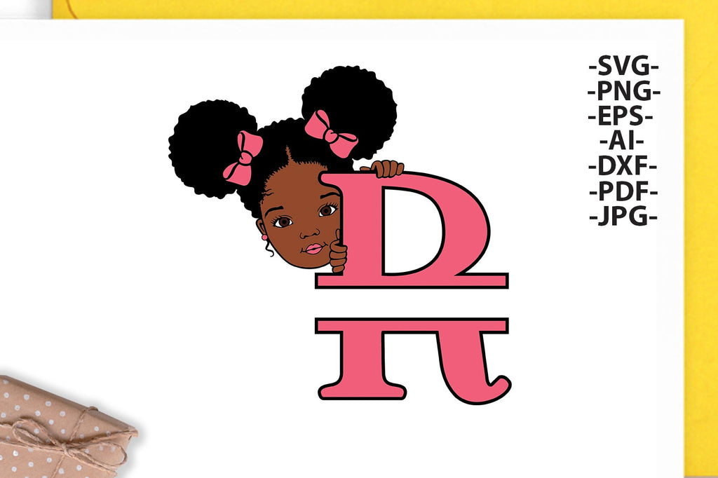Afro Girl Svg Letter R, Alphabet Name Svg, Peeking girl Svg, Split ...