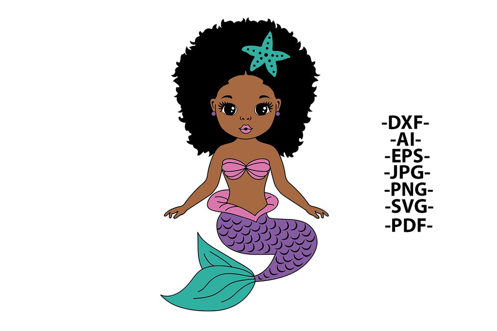 Afro Mermaid Svg, Black Mermaid Svg, Ocean Girl, Black Woman Clipart ...