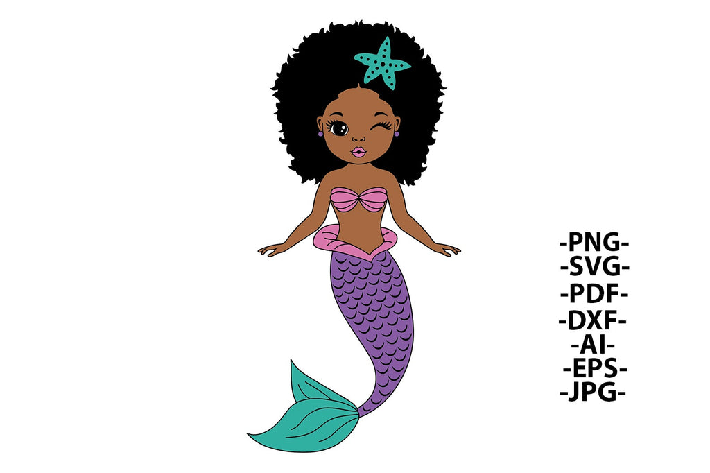 Afro Mermaid Svg, Black Mermaid Svg, Ocean Girl, Black Woman Svg ...