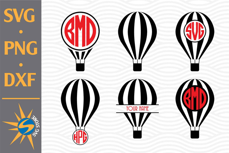Air Balloon Monogram SVG, PNG, DXF Digital Files Include - So Fontsy