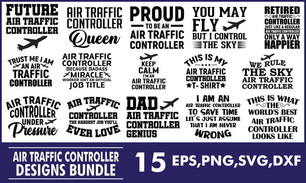 Air Traffic Controller SVG Designs Bundle - So Fontsy