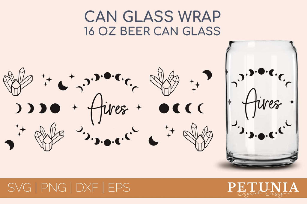 Aires Zodiac Can Glass Wrap SVG | Beer Can Glass Wrap SVG - So Fontsy