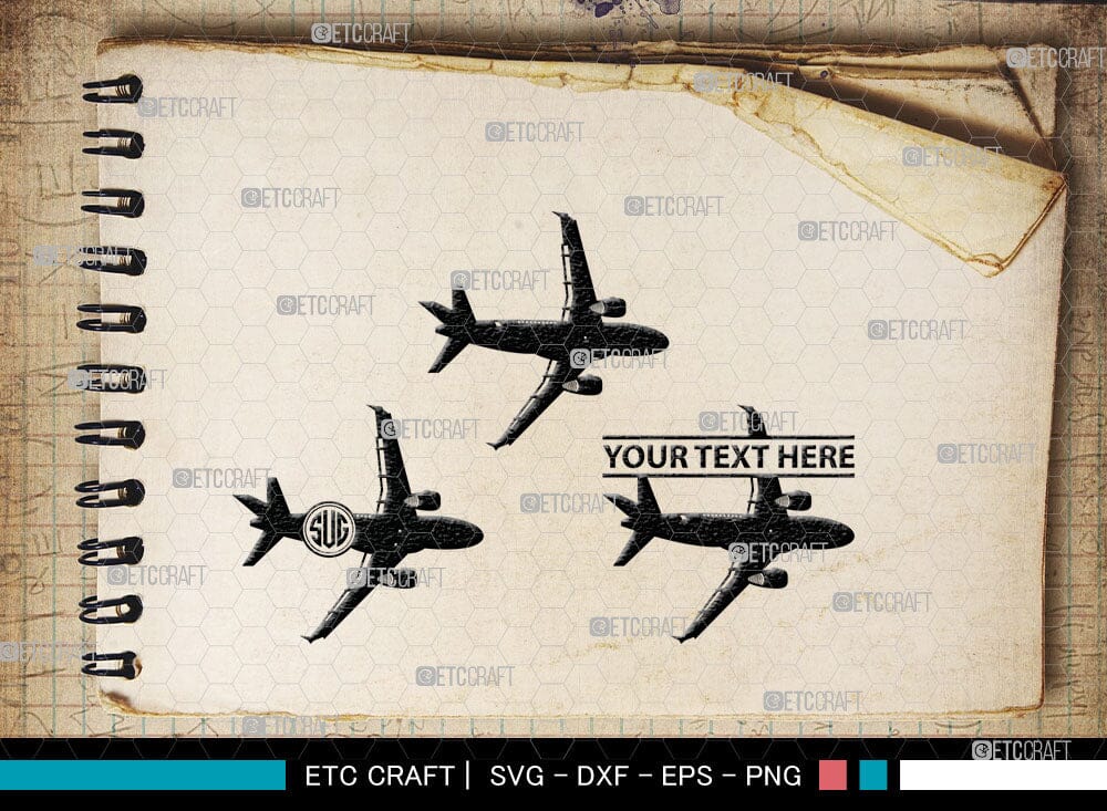 Airplane Monogram, Airplane Silhouette, Airplane SVG, Plane Svg, Air ...