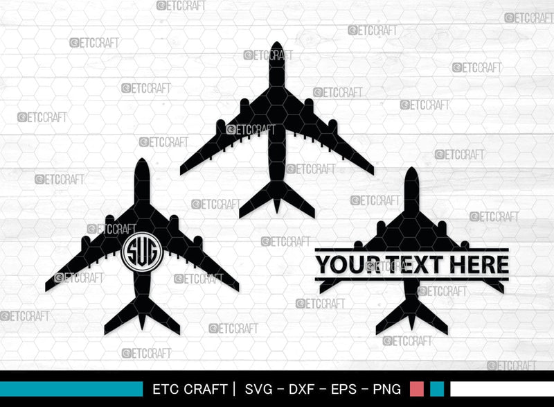 Airplane Monogram, Airplane Silhouette, Airplane SVG, Plane Svg, Air ...