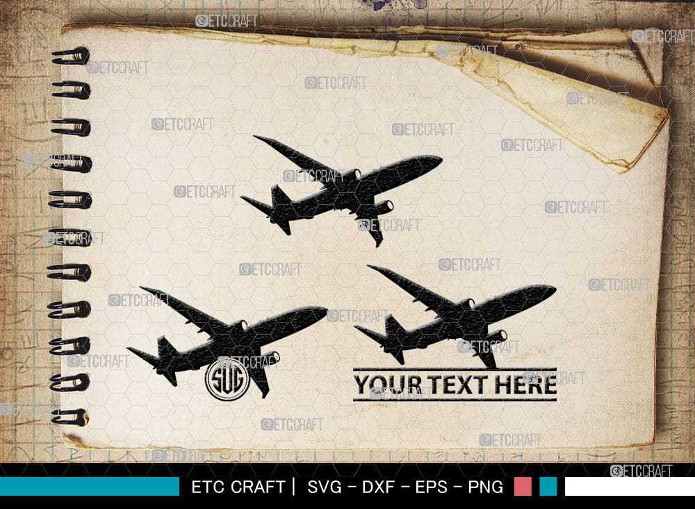 Airplane Monogram, Airplane Silhouette, Airplane SVG, Plane Svg, Air ...