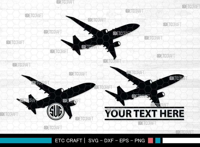 Airplane Monogram, Airplane Silhouette, Airplane SVG, Plane Svg, Air ...