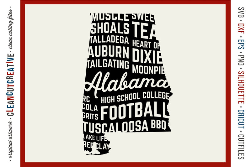 Alabama State design - Word Art SVG file - So Fontsy