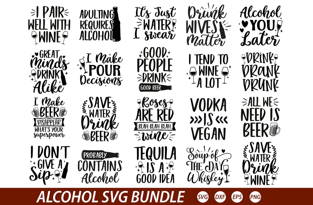 Alcohol Bundle Svg, Wine svg, funny alcohol svg, Drink Svg, drinking s ...
